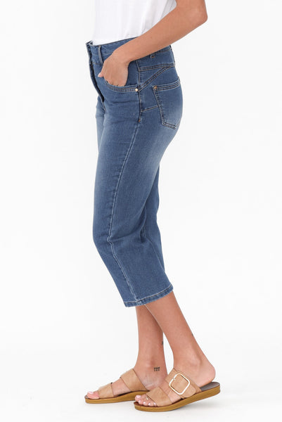 Alessi Blue Cropped Jeans - Blue Bungalow NZ