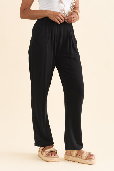 Carmen Black Stretch Pants - Blue Bungalow NZ