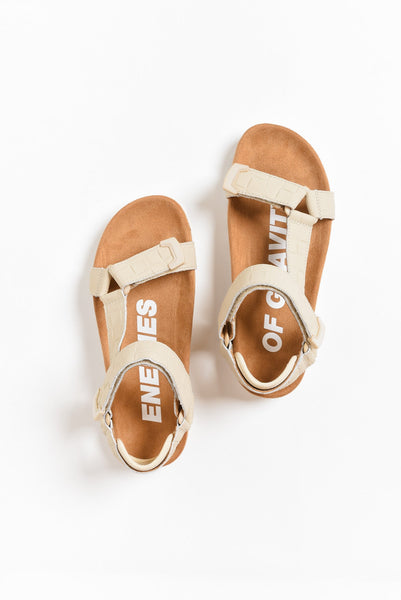 Cohen Natural Leather Velcro Sandal - Blue Bungalow NZ