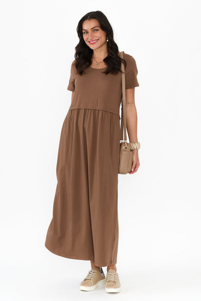 Deidra Chocolate Cotton Pocket Dress - Blue Bungalow NZ