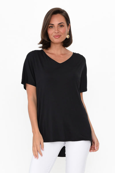 Ivy Black Micro Modal Swing Tee - Blue Bungalow NZ
