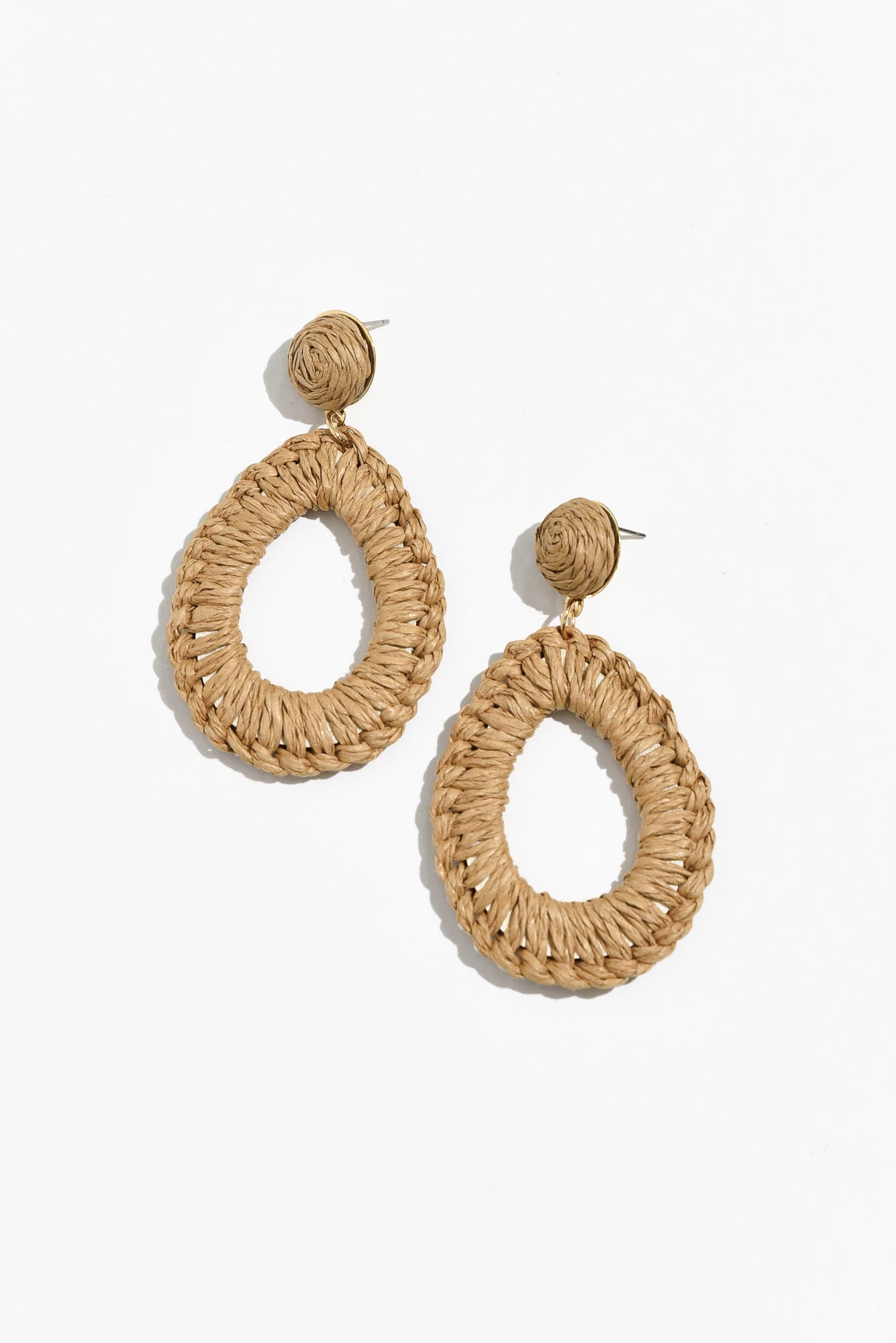 Janette Tan Weave Teardrop Earrings - Blue Bungalow NZ