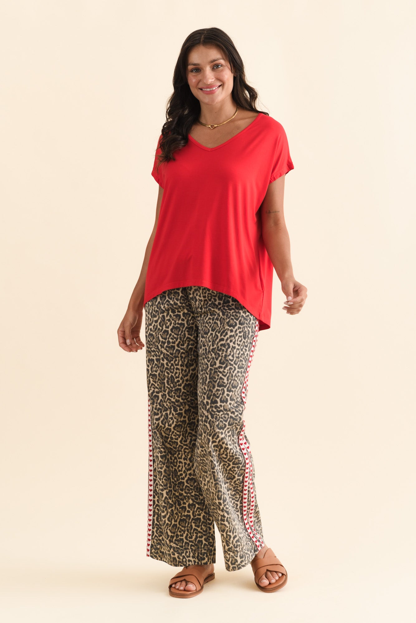Jenner Red V Neck Tee - Blue Bungalow NZ