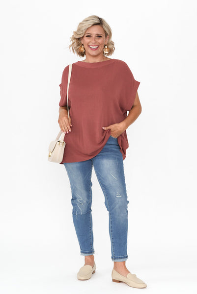 Junos Rust Knit Top - Blue Bungalow NZ