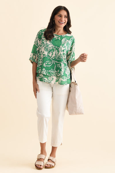 Liora Green Swirl Layered Top - Blue Bungalow NZ