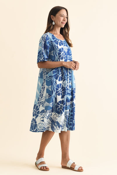 Mackie Blue Ocean Cotton Pocket Dress - Blue Bungalow NZ