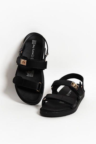Milly Black Leather Sandal - Blue Bungalow NZ