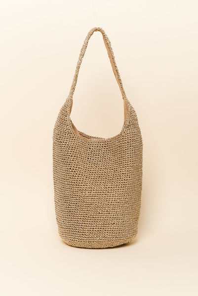 Nevada Gold Metallic Straw Shoulder Bag - Blue Bungalow NZ