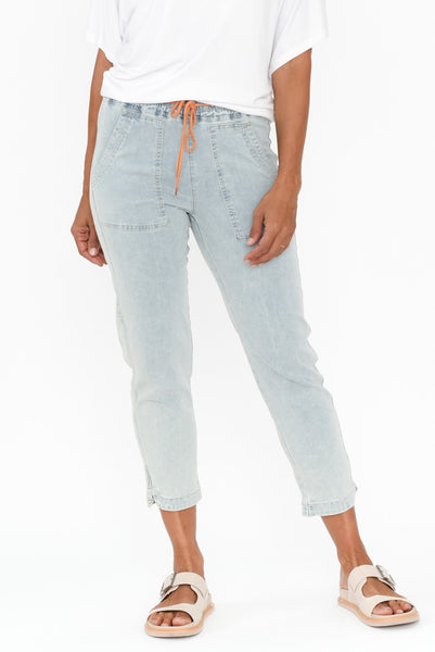 Orbe Light Blue Denim Drawstring Jeans - Blue Bungalow NZ