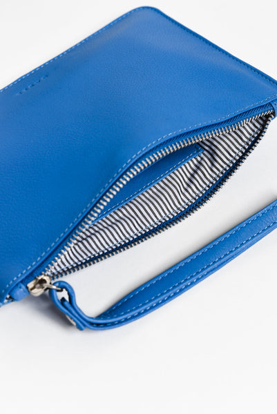 Queens Azure Blue Leather Clutch - Blue Bungalow NZ