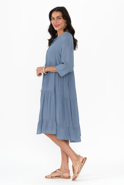 Ravina Steel Tier Dress - Blue Bungalow NZ