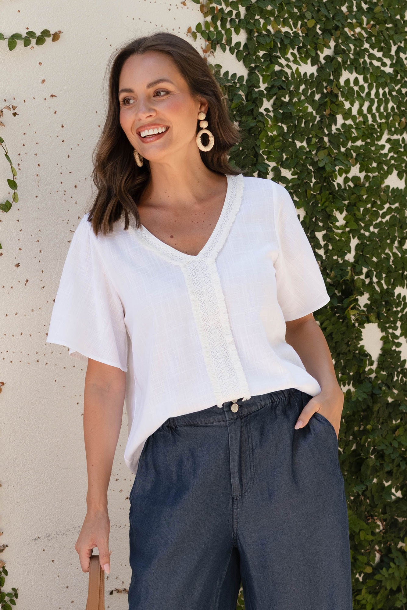 Georgio White Linen Top - Blue Bungalow NZ