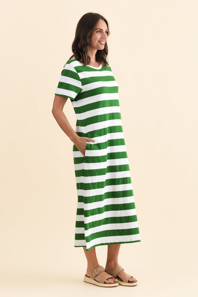 Tallow Green Stripe Pocket Dress - Blue Bungalow NZ