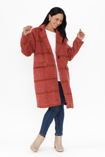 Wanda Red Check Coat - Blue Bungalow NZ
