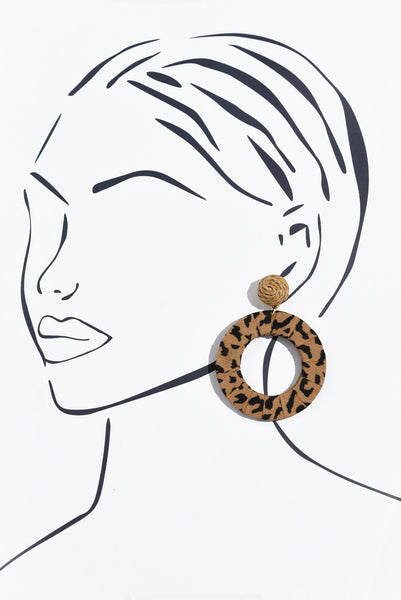 Zena Brown Leopard Drop Earrings - Blue Bungalow NZ